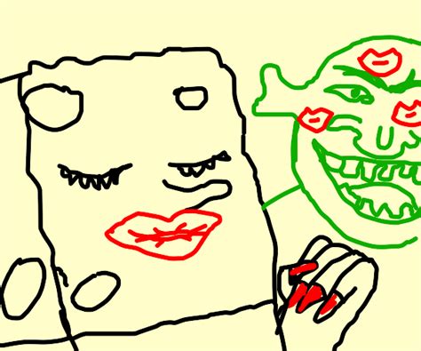 Spongebob And Squidward Kissing On The Lips