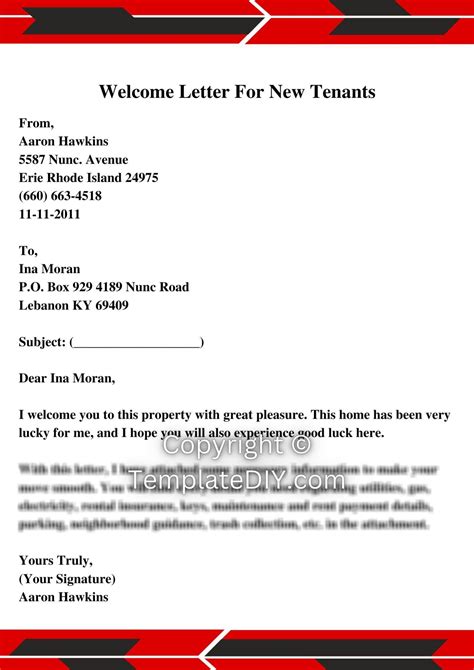 Welcome Letter For New Tenants Template In Pdf And Word