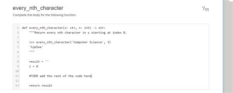 Solved Everynthcharacter Complete The Body For The