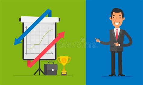 Business Concept Businessman Points On Flip Chart Stock Vector