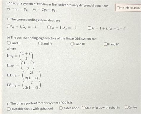 Solved Consider A System Of Two Linear First Order Ordinary Chegg