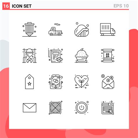User Interface Pack Of 16 Basic Outlines Of Picnic Autumn Business Van Delivery Editable Vector