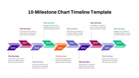 Arrow Shaped 10 Milestones Timeline Template For PowerPoint And Google