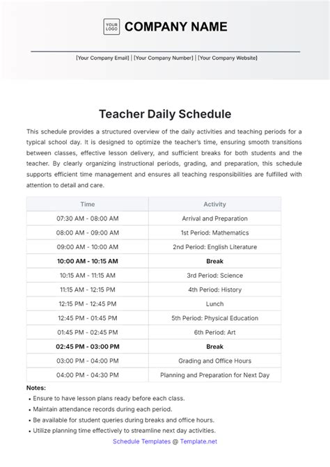 Free Daily Schedule Templates Editable And Printable