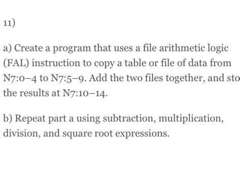 Solved A Create A Program That Uses A File Arithmetic Logic