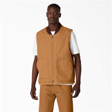 Stonewashed Duck High Pile Fleece Lined Vest Dickies Us