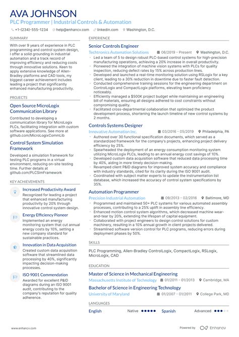 10 PLC Programmer Resume Examples Guide For 2025