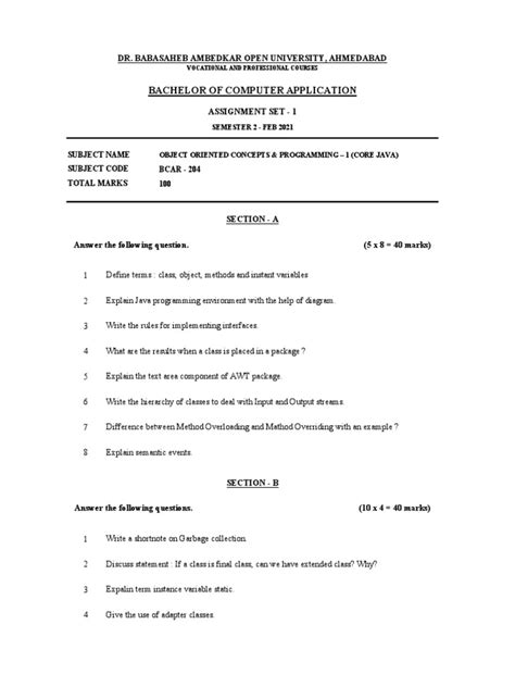 Object Oriented Concepts And Programming Assignment On Core Java Concepts