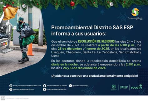 EN CHAPINERO LA RECOLECCIÓN DE RESIDUOS SÓLIDOS SE HARÁ EL 25 DE DIC Y