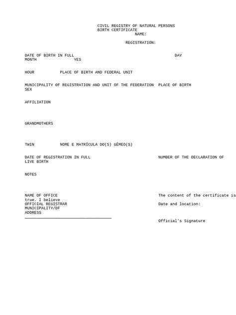 Birth Certificate Model 1 Pdf