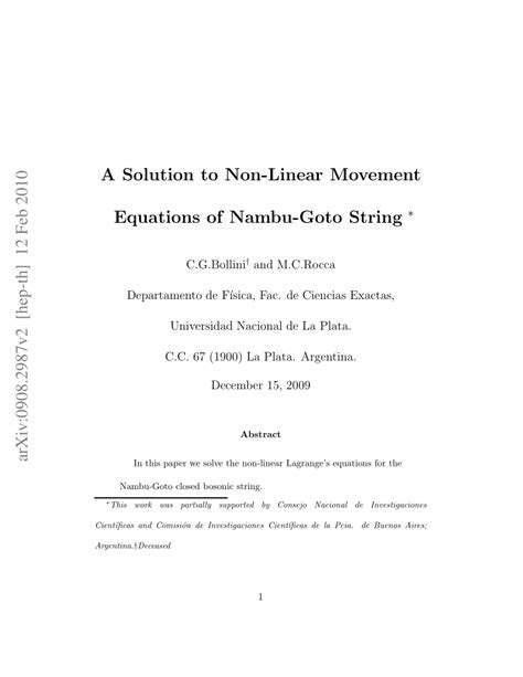 Pdf A Solution To Non Linear Equations Of Motion Of Nambu Goto String