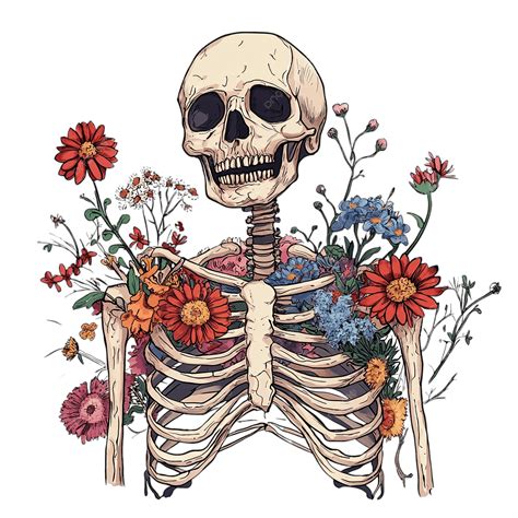 卡通骨架與花 卡通片 骨骼 花卉png去背圖片素材免費下載，免摳圖設計圖案下載 Pngtree