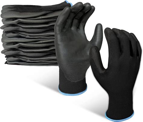 Evridwear 12 Pairs Pu Coated Work Gloves Ultra Thin Anti Slip Latex