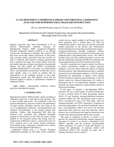 Pdf Class Dependent Compressive Projection Principal Component