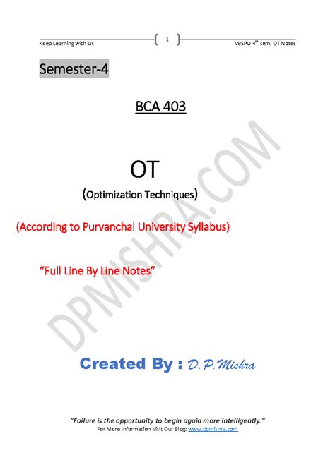 Optimization Techniques OT Notes For BCA 4th Sem Based On Purvanchal