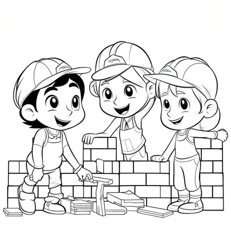 Dos Chicos De La Construcción Y Una Chica De La Construcción