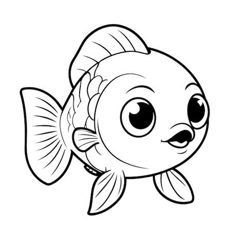귀여운 Guppy 그림 색칠 활동의 터 일러스트레이션 프리미엄 Ai 생성 벡터
