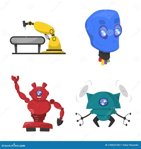 Vector Design Of Robot And Factory Logo Collection Of Robot And Space Stock Symbol For Web