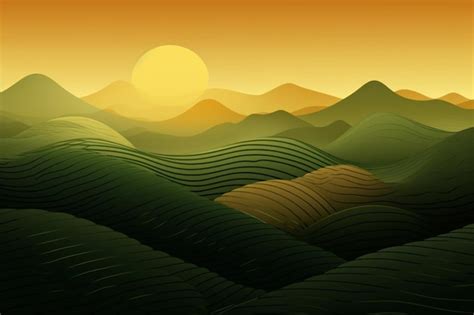 Sunset Over Rolling Hills Background Premium Ai Generated Image