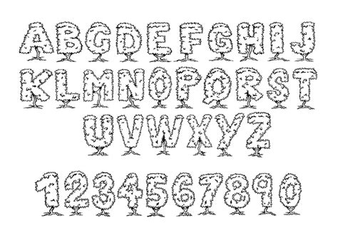 Tree Alphabet Font Bundletree Font Clipart Cricuttree Etsy