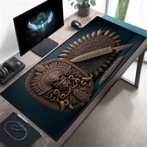Aztec Mouse Pad Gaming Desk Mat Xxl Desk Pad Xl Deskmat Oversized Deskpad Gaming Mouse Pad