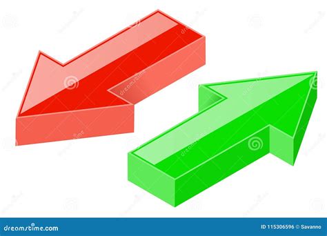 Flechas 3d Iconos Verdes Y Rojos Ilustración Del Vector Ilustración