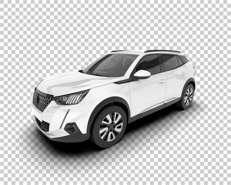 透明な背景の 3 D レンダリング図に白い現実的な Suv Premium Psd