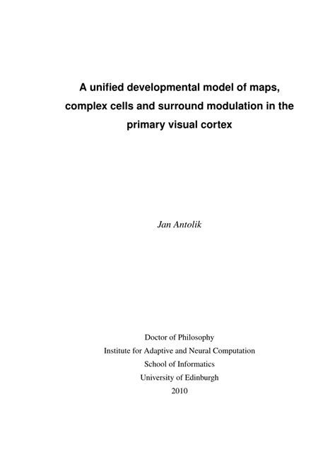 pdf unified developmental model of maps complex cells and surround