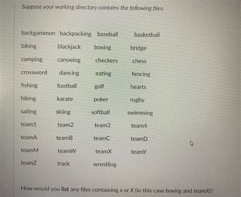 solved suppose your working directory contains the following