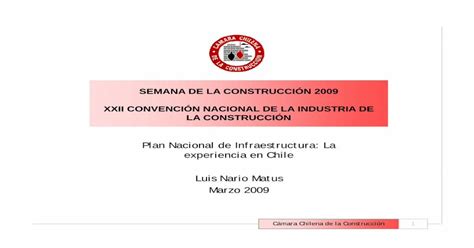 Plan Nacional De Infraestructura La Experiencia En 20nariopdf · Por