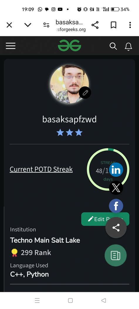 Saptarshi Basak On Linkedin Day1 Geekstreak2024 299rank Geekstreak2024 Geekstreak2024