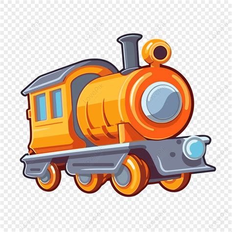 Orange Cartoon Old Steam Engine Vector Clipart Cartoon Engineer Sticker