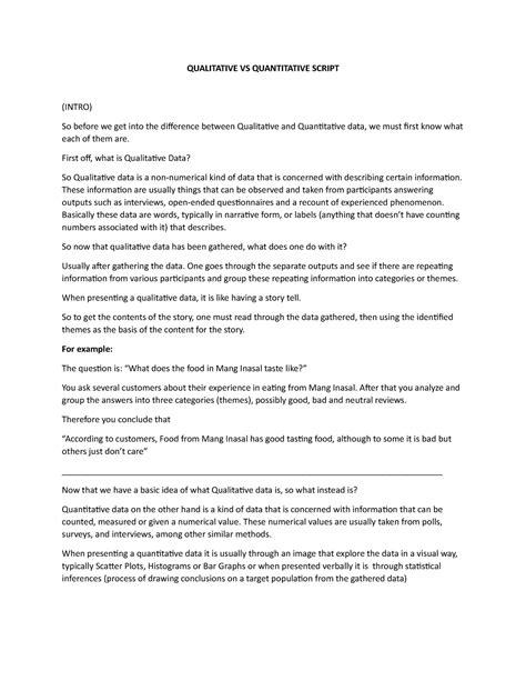 Qualitative Vs Quantitative Script Qualitative Vs Quantitative Script