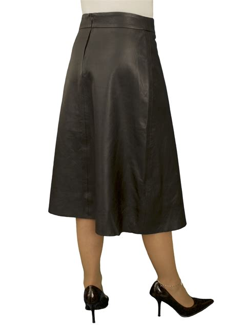 Ashwood Tout Ensemble Luxury Black Leather Flared Skirt Below Knee