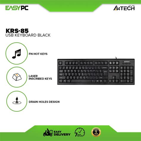 Easypc A4tech Krs 85 Usb Keyboard Black Basic Keyboards For Pc