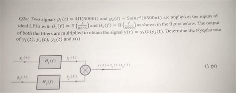 Solved Q2a Two signals g1 t 4Π 5000t and Chegg