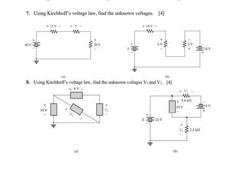 Solved 7 Using Kirchhoffs Voltage Law Find The Unknown