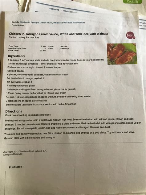 Chicken In Tarragon Cream Sauce Recipe