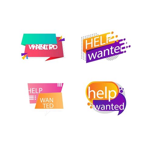 premium vector help wanted label design vector