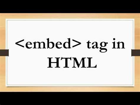 Embeded Content In HTML YouTube