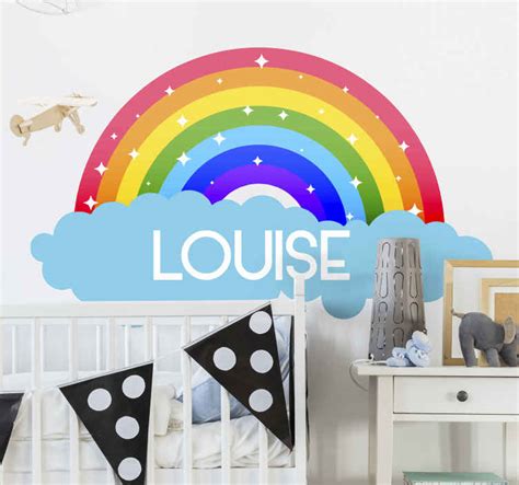 Sticker Mural Illustration Nuages Arc En Ciel Avec Nom TenStickers