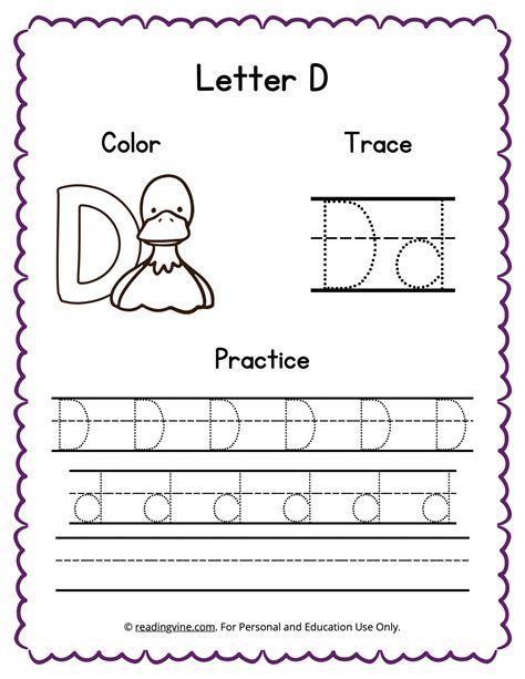 Color Trace And Write The Letter D Worksheet Image ReadingVine