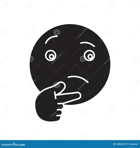 Icono De Pensamiento Del Concepto Del Vector Del Negro Del Emoji