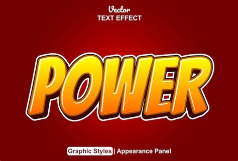 Premium Vector | Power text effect with orange graphic style and editable