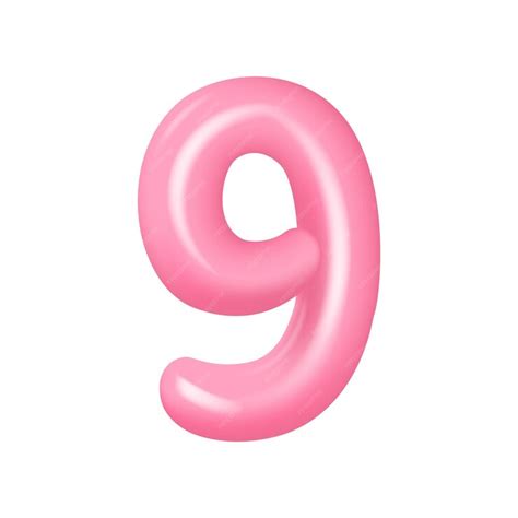 Premium Vector 3d Plastic Pink Numbers 9 With Highlights Realistic