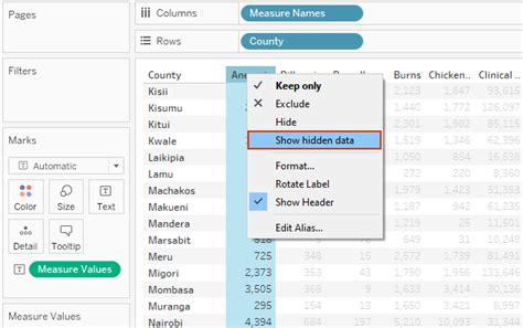 How To Hideunhide Columns In Tableau