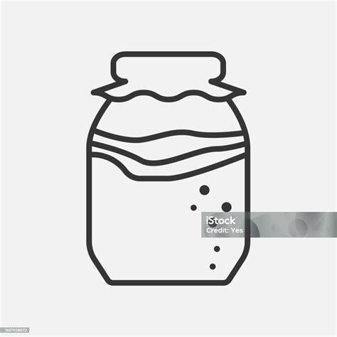 Kombucha 발효 음료 라인 아이콘입니다 프로바이오틱 수제 차 항아리 준비에 담긴 비건 음식 건강한 식사 재료 활동적인 삶을 위한 항산화 제품 벡터 그림 상징에 대한