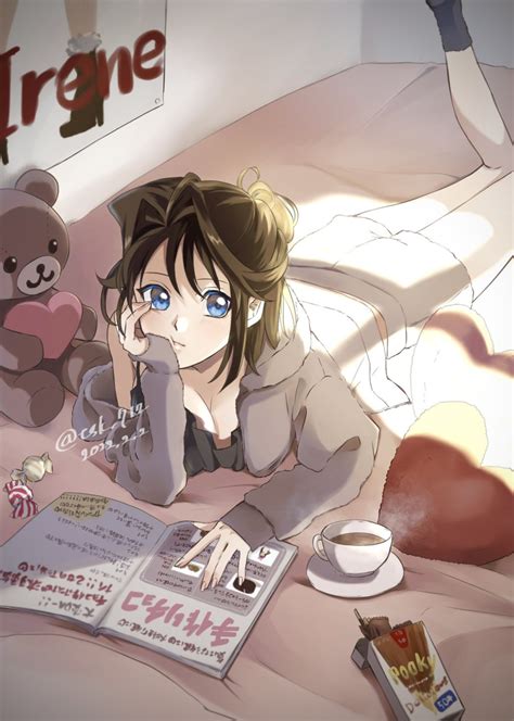 Safebooru 1girl Alternate Costume Blue Eyes Blue Nails Blush Border