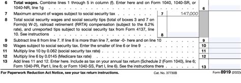 Irs Form 8919 Instructions Social Security And Medicare Taxes