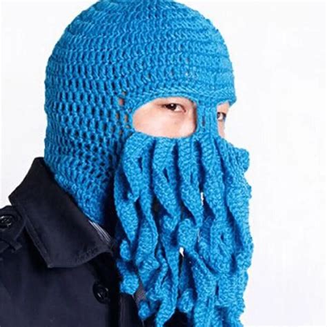 Unisex Octopus Winter Warm Knitted Wool Ski Face Mask Knit Hat Squid